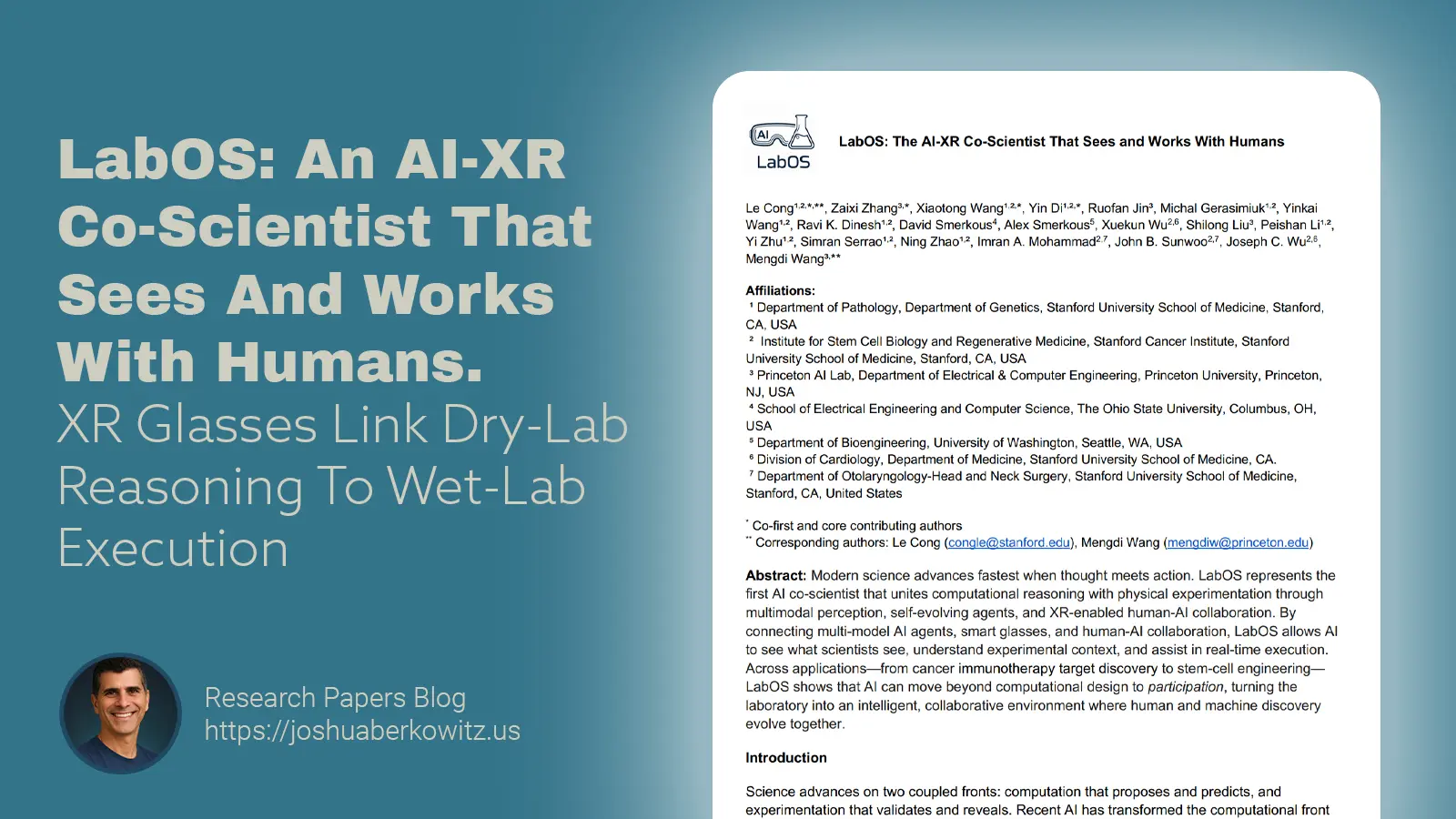 LabOS: An AI-XR Co-Scientist That Sees And Works With Humans | Joshua Berkowitz